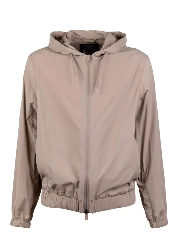 Herno Hooded Drawstring Zip Coat - Nude