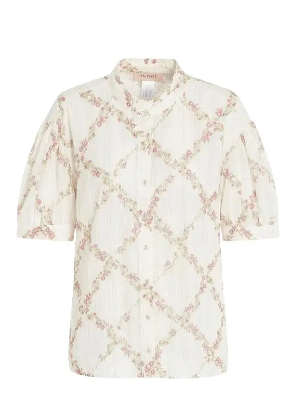TWINSET Floral Print Puff Sleeve Blouse - White