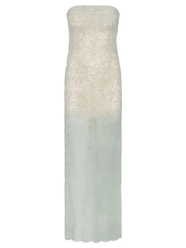 ROTATE BY BIRGER CHRISTENSEN Strapless Lace Maxi Dress With Back Slit - Gray