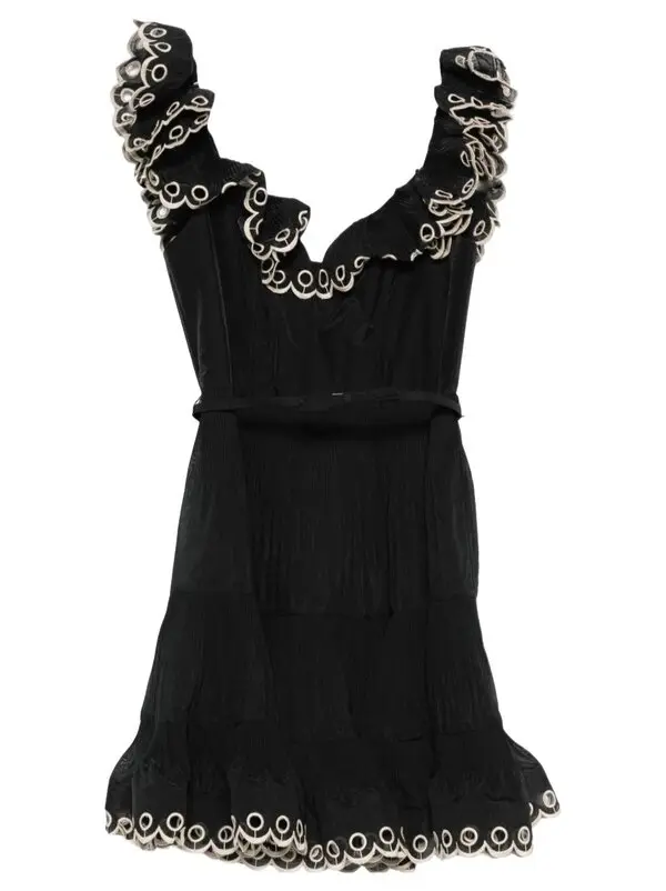 Zimmermann Ruffled Trim Tiered Dress - Black