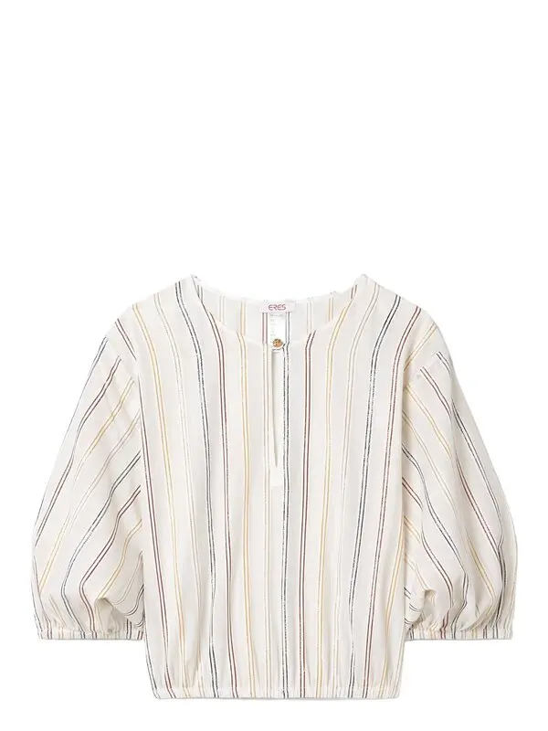 ERES Eldorado Striped Puff-sleeve Blouse - White