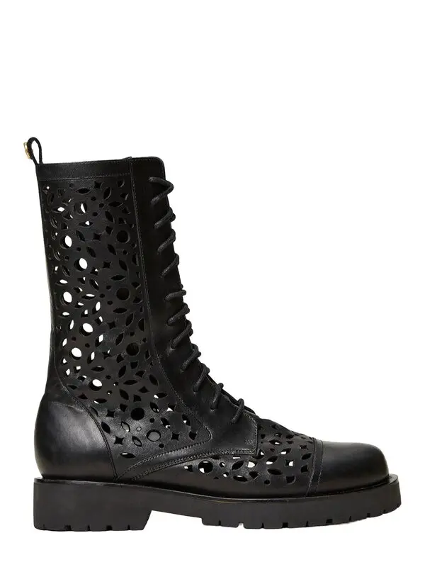 TWINSET Laser Cut Zipper Boots - Black