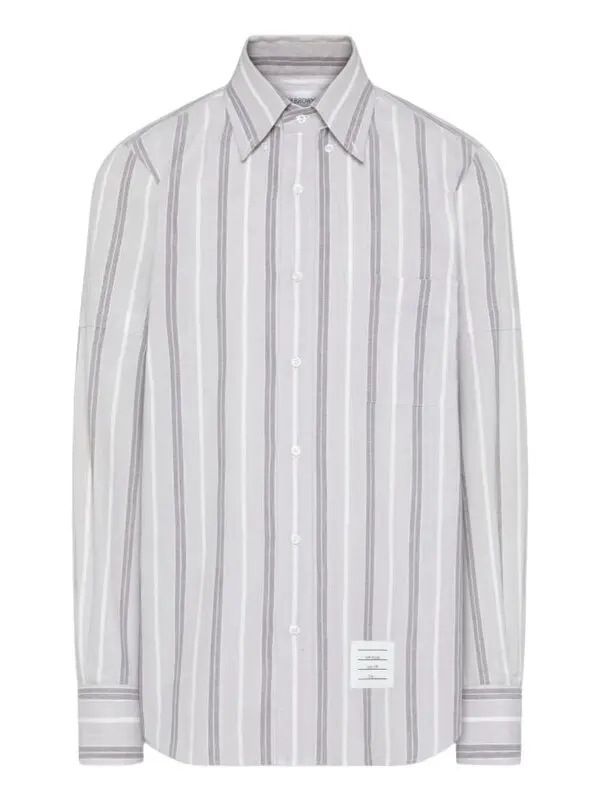 Thom Browne Madras Armband Striped Shirt - Medium Gray