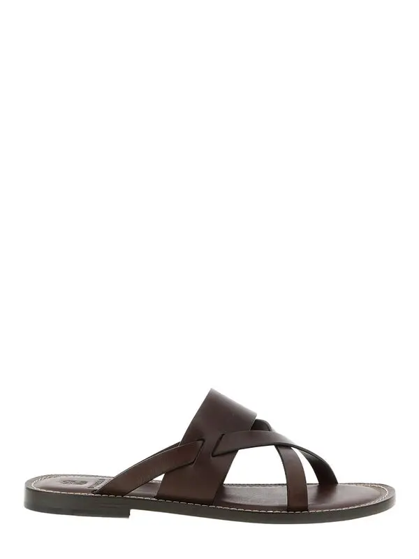 Brunello Cucinelli Criss-cross Leather Sandals - Brown