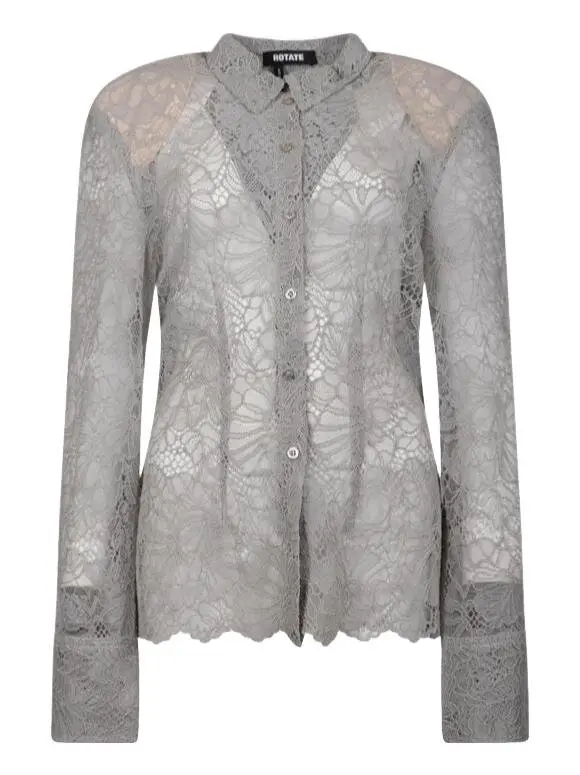 ROTATE BY BIRGER CHRISTENSEN Flower Mesh Shirt - Gray