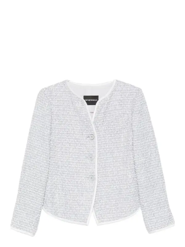 Emporio Armani V-neck Textured Jacket - White
