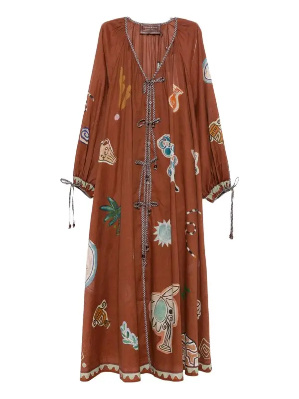 ALEMAIS Laurence Tie Front Shirtdress - Brown