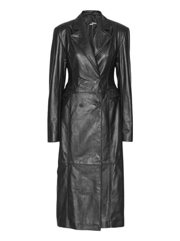 ROTATE BY BIRGER CHRISTENSEN Double-breasted Leather Jacket - Black