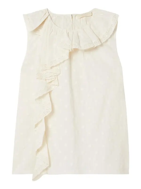 Ulla Johnson Thalia Lace-trimmed Ruffle Tank Top - White