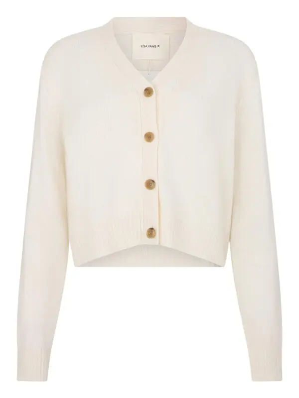 LISA YANG Cropped Cashmere Cardigan - White