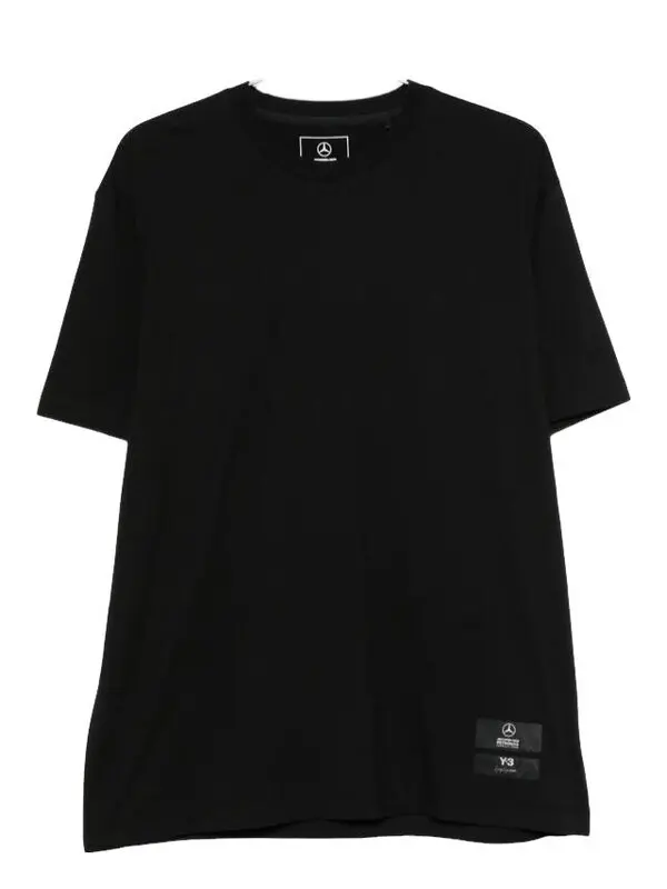 Y3 Mercedes Logo Stack Short Sleeve T-shirt - Black