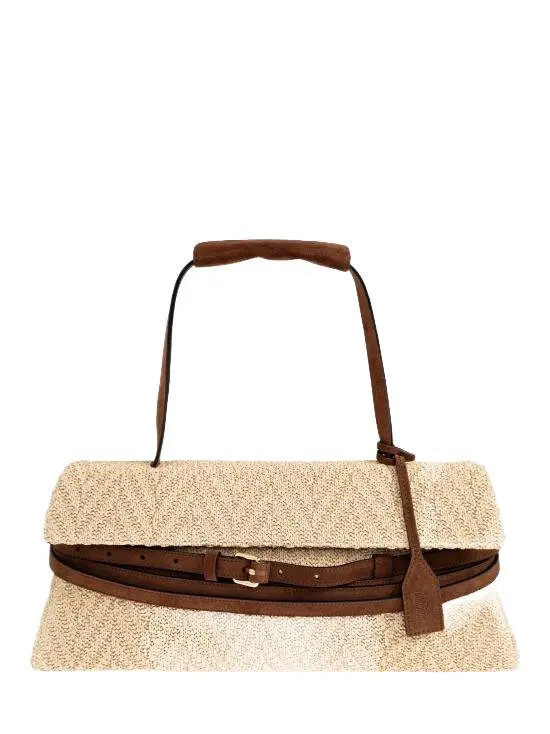 Moschino Belt Detail Woven Tote Bag - Beige