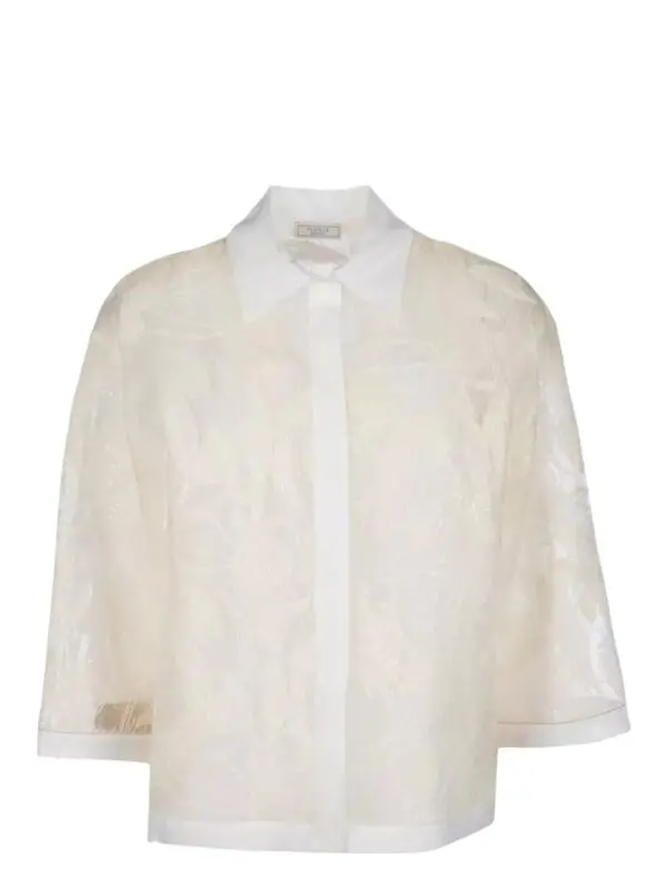 Peserico Sequin Embellished Embroidered Shirt - White