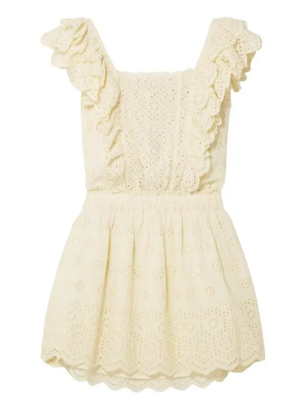 LoveShackFancy Dora Ruffle Mini Dress - Nude