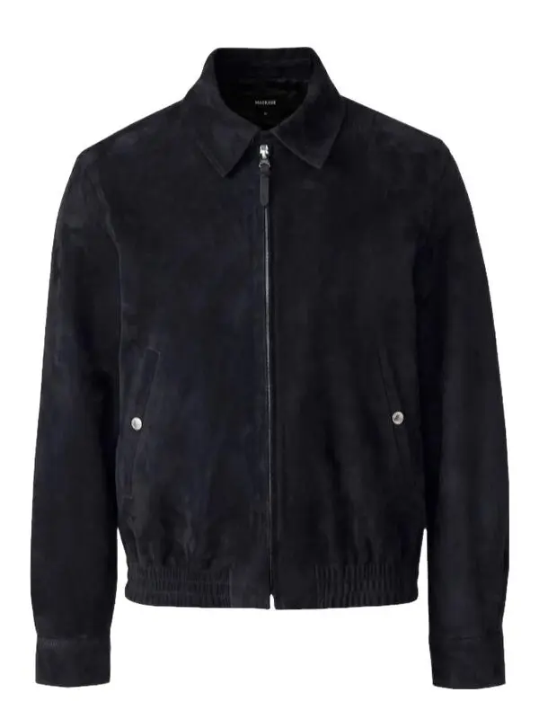 Mackage Giovanni Suede Bomber Jacket - Navy Blue
