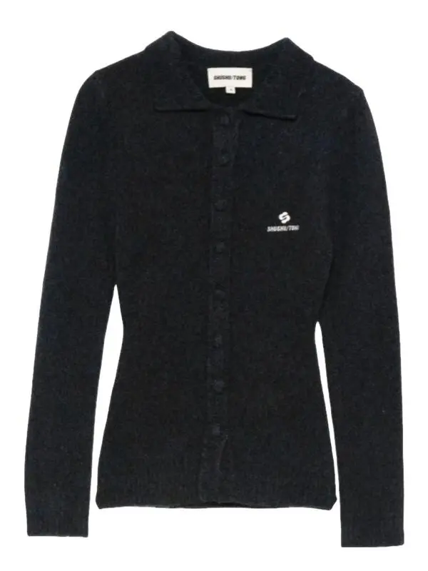 SHUSHU/TONG Logo Detail Cardigan - Black