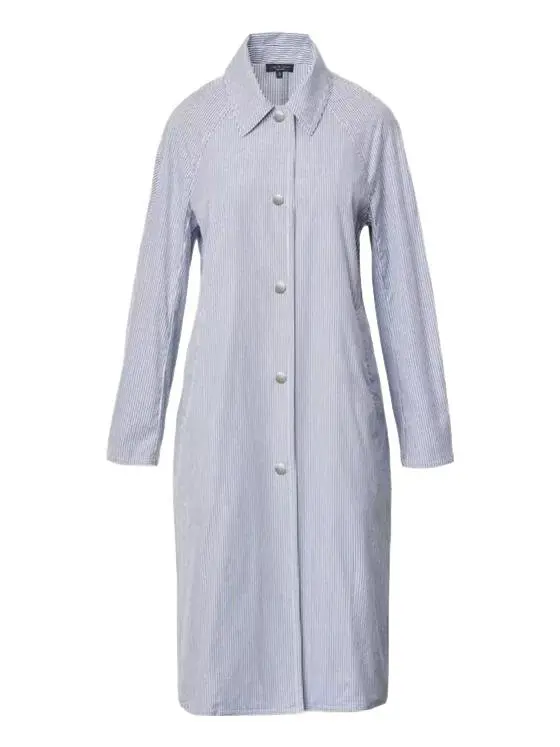RAG  BONE Rag & Bone Striped Long Sleeve Collared Coat - Gray
