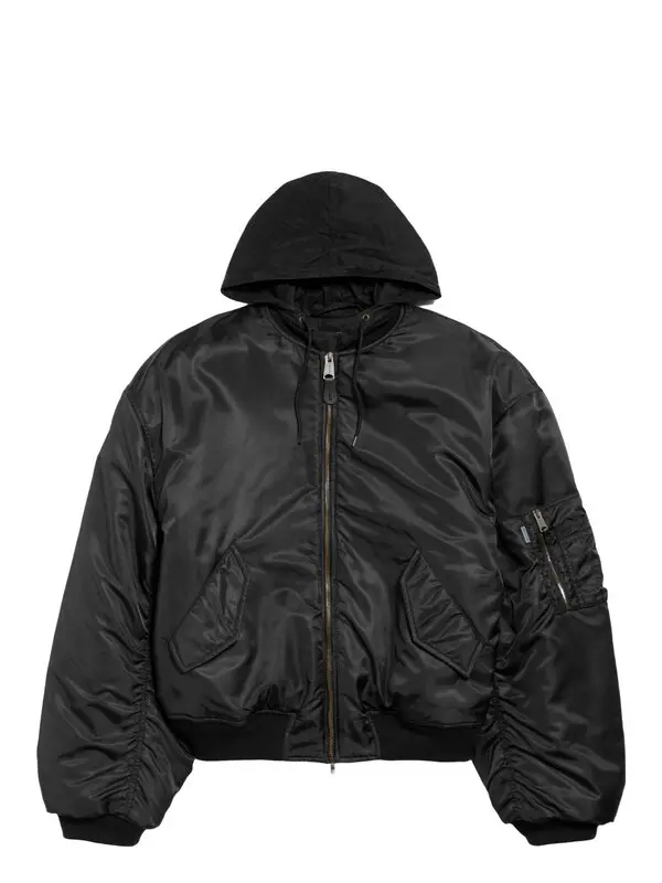 Balenciaga Hooded Zip-up Bomber Jacket - Black