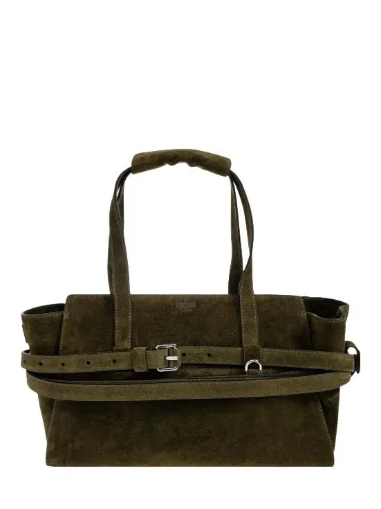 Moschino Tie Me Suede Leather Tote Bag - Green
