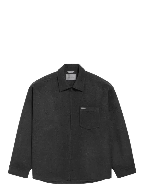 Balenciaga Zip-up Brushed Overshirt - Light Gray