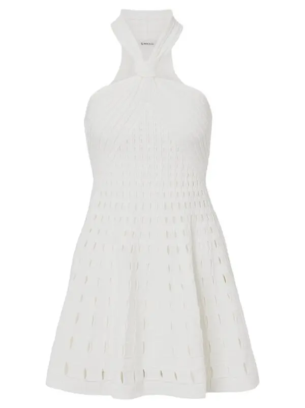 Simkhai Eyelet-knit Halterneck Mini Dress - Ivory