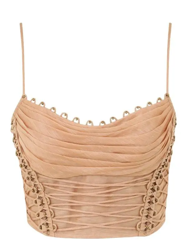 Zimmermann Rebellion Beaded Corset Top - Nude