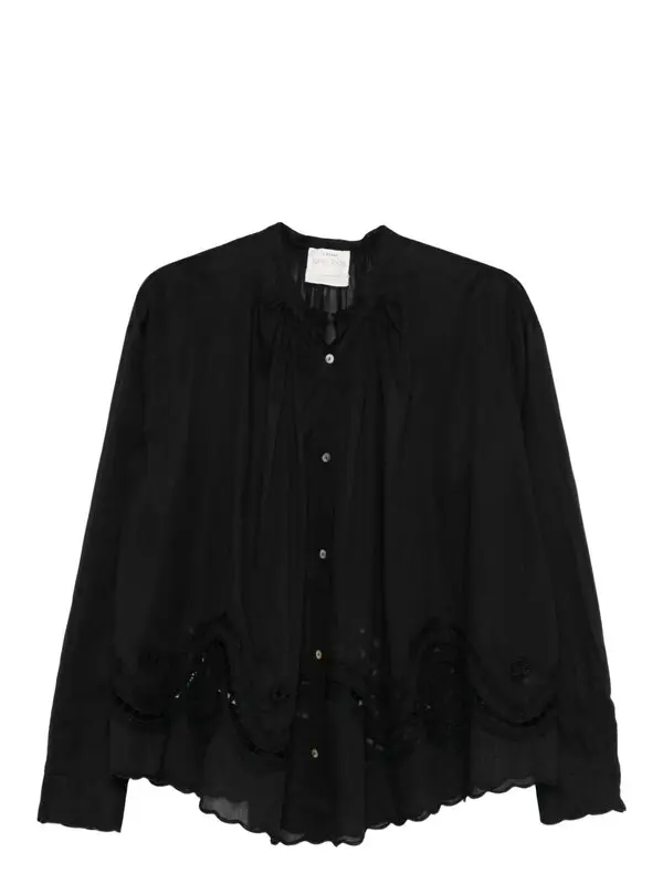 FORTE_FORTE Eyelet Embroidered Shirt - Black