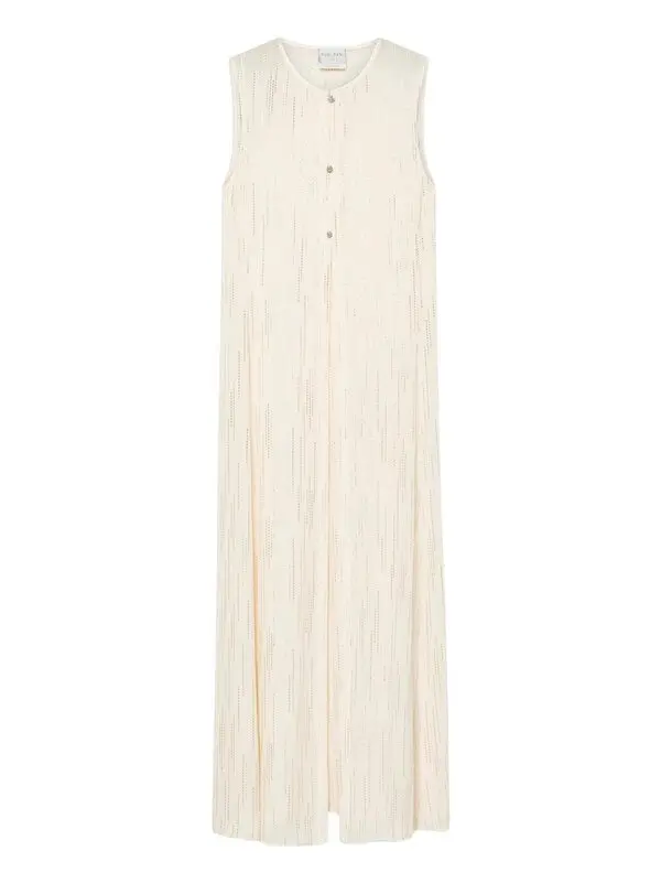 FORTE_FORTE Sleeveless Long Jacket With Hand-knotted Buttons - White