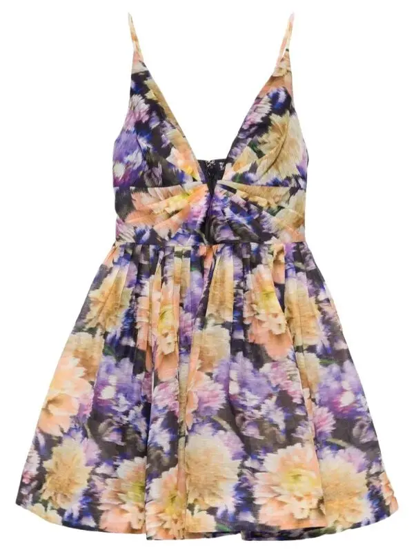 Zimmermann Printed V-neck Slip Dress - Nude