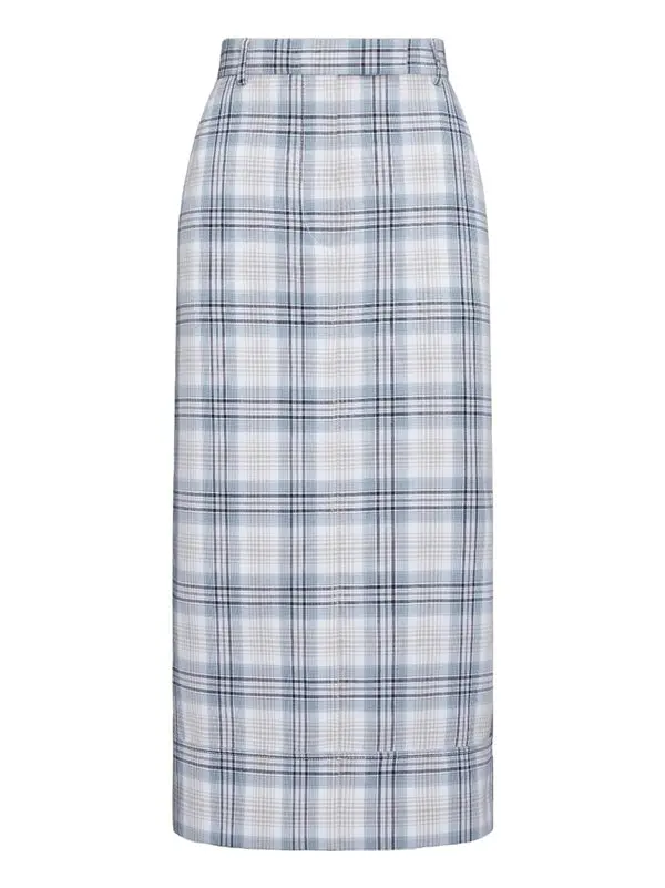 Thom Browne Belt Loop Midi Skirt With Check Pattern - Gray