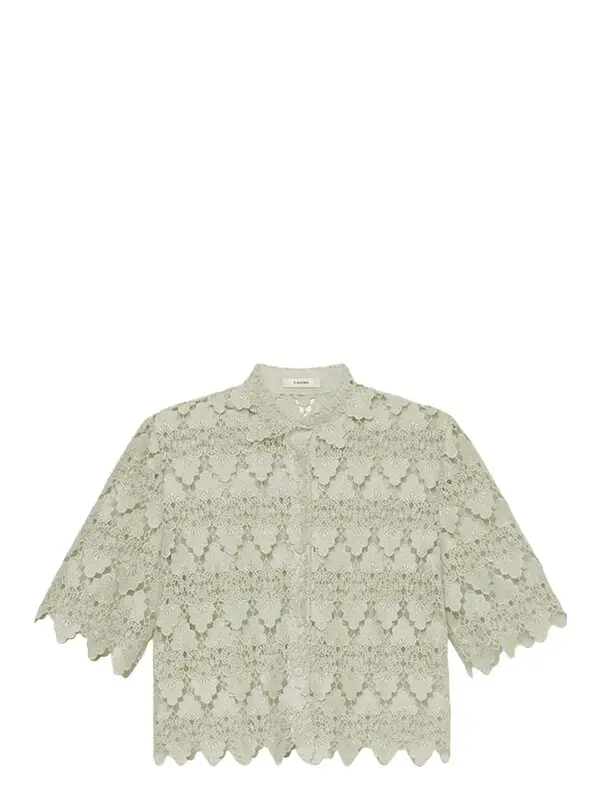 FRAME Scalloped Hem Lace Shirt - Soft Mint