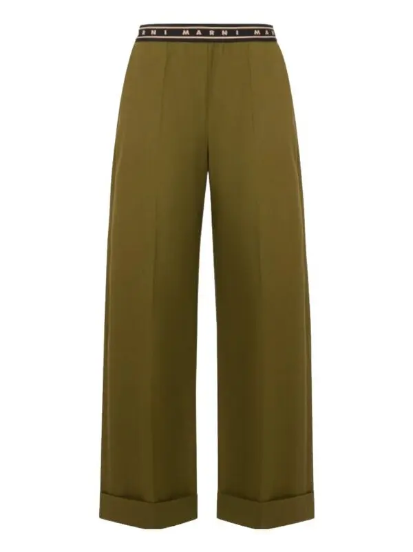 Marni Straight-leg Logo Waistband Trousers - Dusty Olive