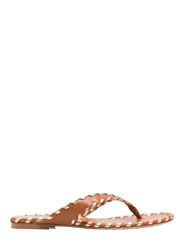 GIANVITO ROSSI Woven Leather Thong Sandals - Nude