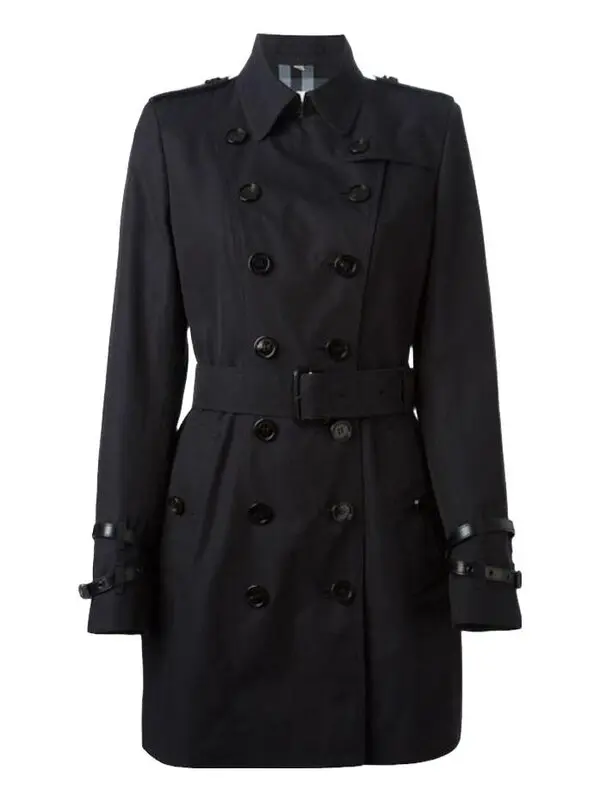 Burberry Double Breasted Trench Coat - Blue