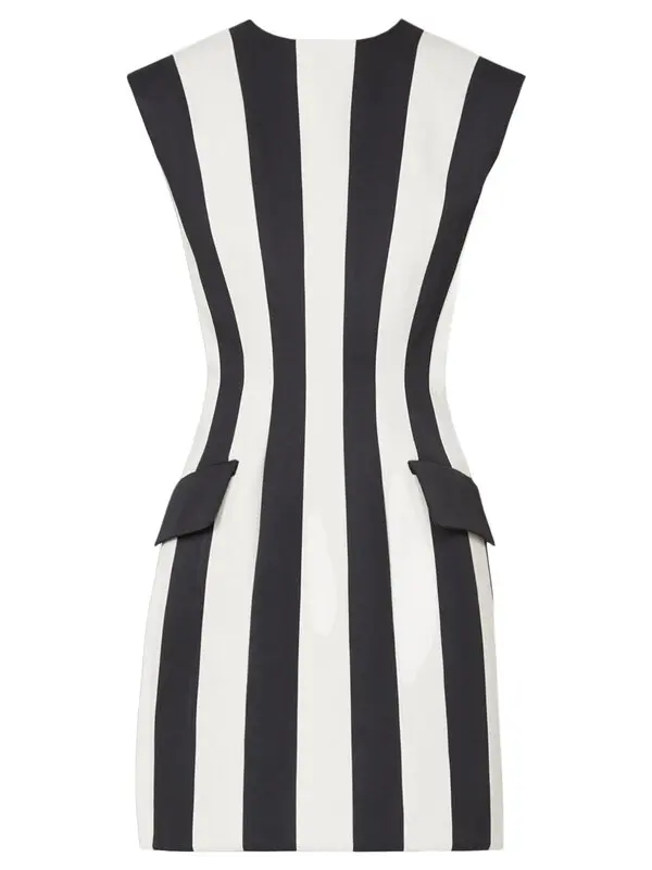 Sportmax Hourglass-silhouette Striped Twill Dress - Black