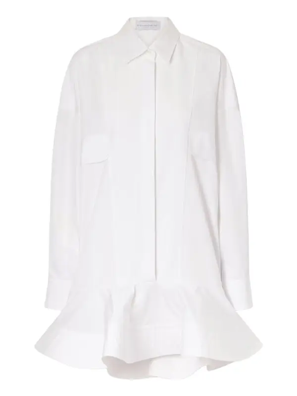 Stella McCartney Cotton-poplin Mini Dress With Piqué Trims - White
