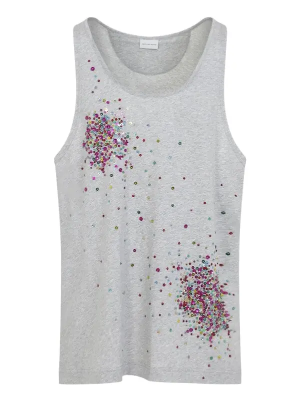 Dries Van Noten Sequin Embellished Tank Top - Gray