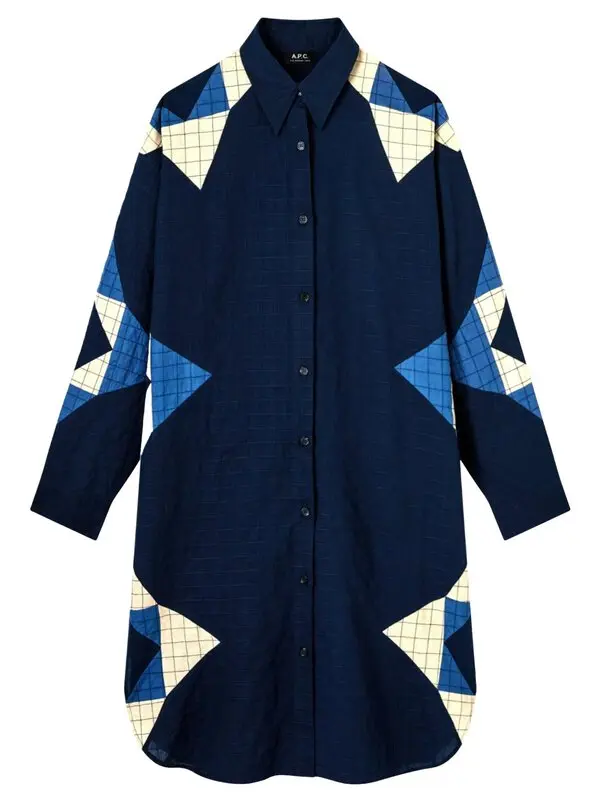 A.p.c. Patchwork Belted Shirt Dress - Deep Indigo