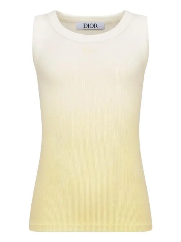 Dior Sleeveless Crewneck Ribbed Top - Gradient Yellow/ivory
