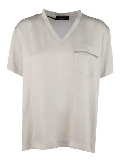 Fabiana Filippi V-neck Short-sleeved T-shirt With Pocket - White