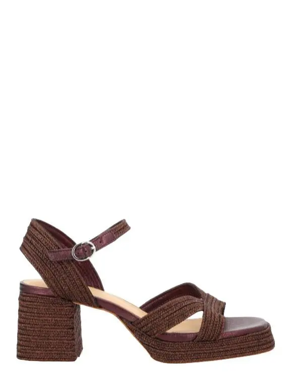CastaÑer Braided Block Heel Sandals - Red