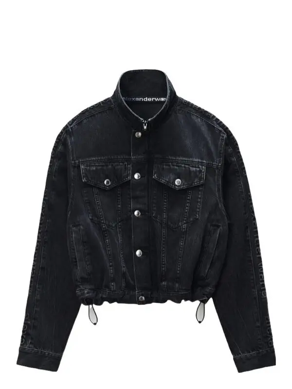 Alexander Wang Aged Denim Zip-up Track Jacket - Grey