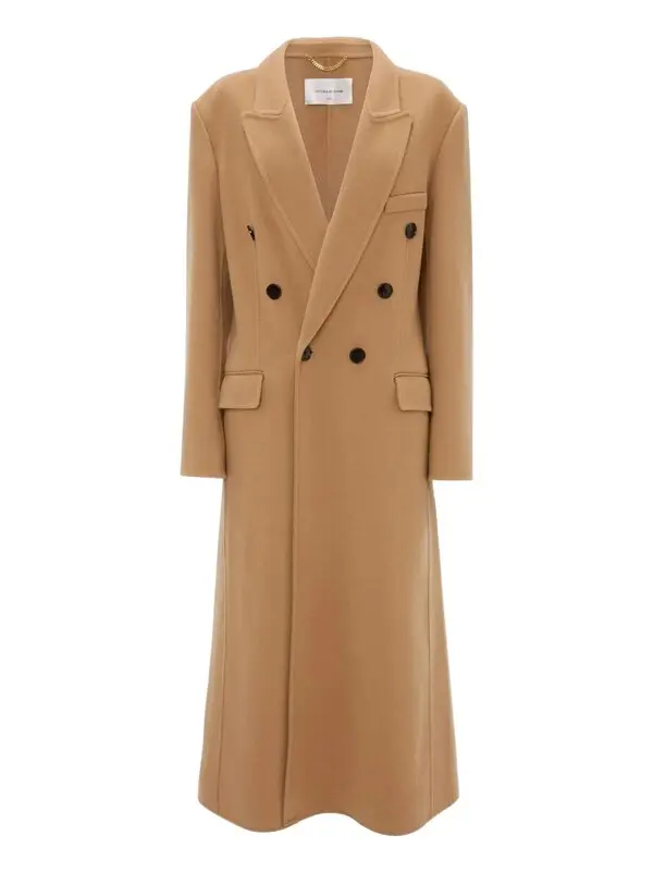 Victoria Beckham Double-breasted Mid-length Coat - Camel