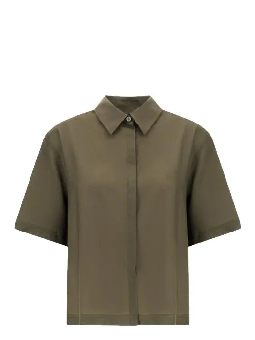 Herno Short Sleeve Boxy Shirt - Light Military Color