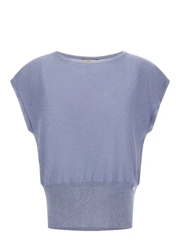 Herno Sequin Embellished Short-sleeved Jumper - Light Blue
