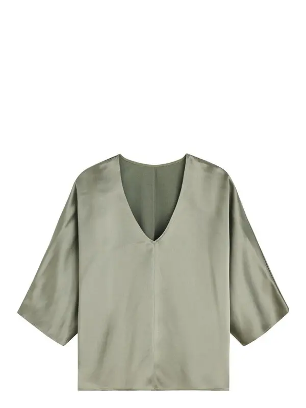 BY MALENE BIRGER V-neck Dolman Sleeve Blouse - Deep Lichen Green