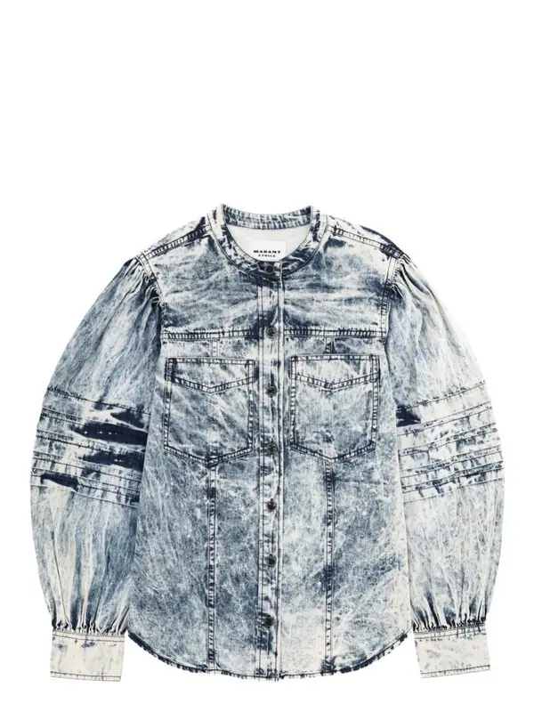 Isabel Marant Étoile Puff Sleeve Denim Shirt - Gray