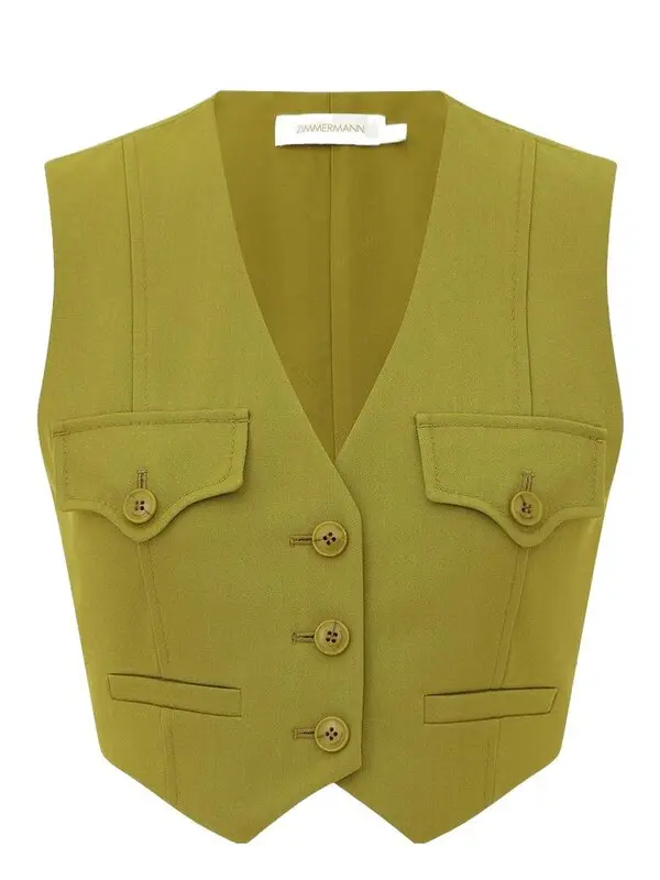 Zimmermann Luna Tailored Cropped Waistcoat - Pistachio