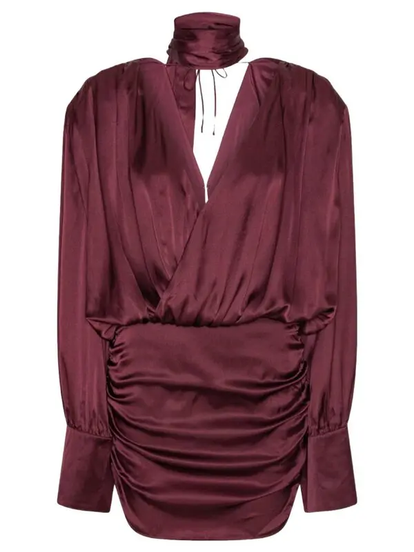 ROTATE BY BIRGER CHRISTENSEN Long-sleeved V-neck Dress - Red