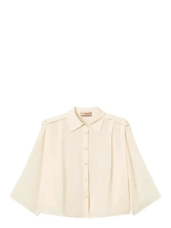 TWINSET Cropped Wide-sleeve Top With Epaulettes - White